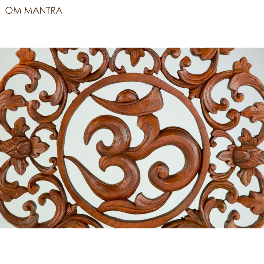 Hand Carved Wooden Decorative Wall Art Decor Om Mantra Yoga Gift ...